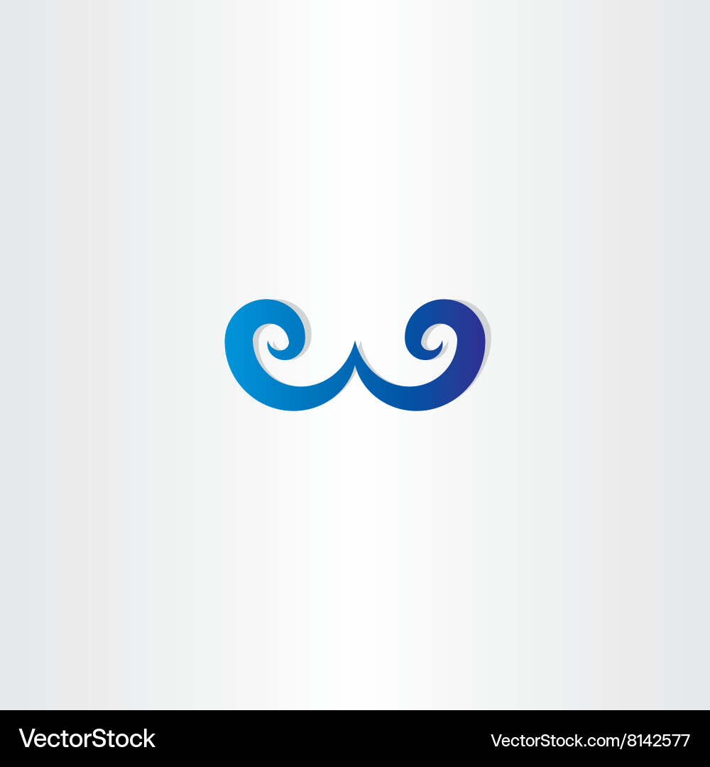 Blue water wave w letter logo w icon Royalty Free Vector