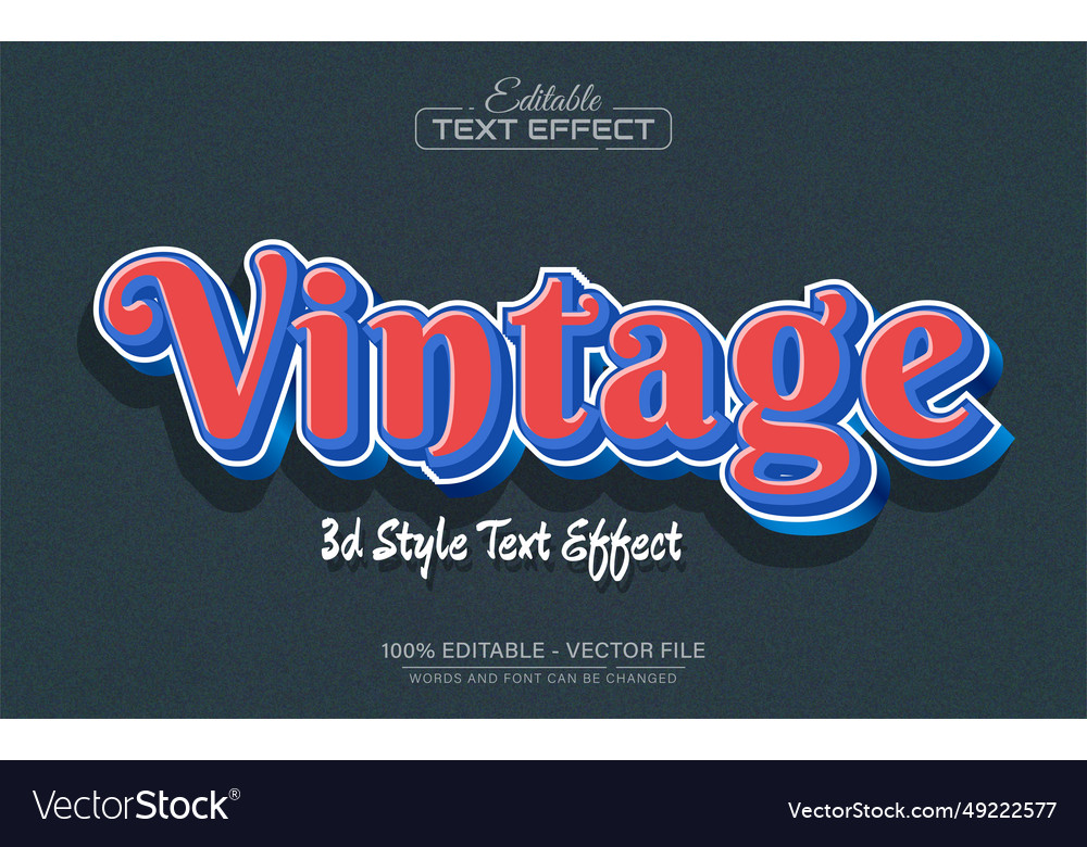Editable retro vintage style text effect Vector Image