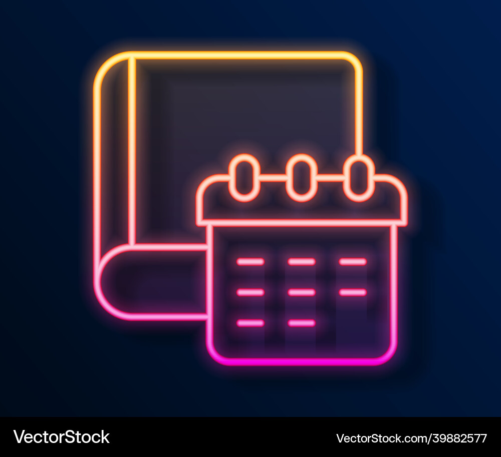 Glowing neon line daily paper notepad icon Vector Image