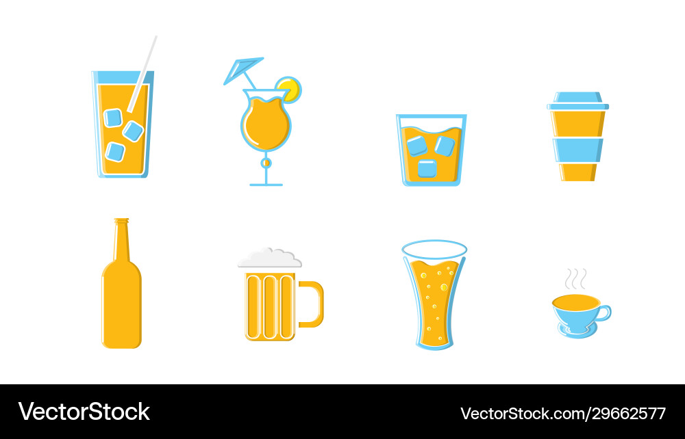 Icons set alcoholic and non-alcoholic drinks Vector Image