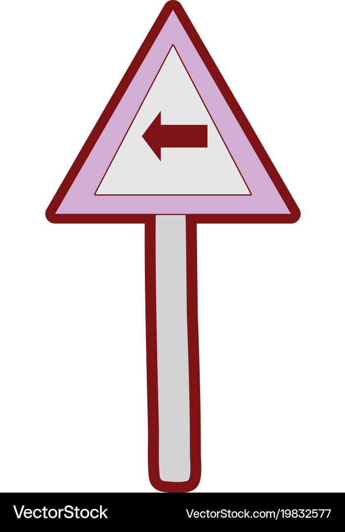 Line color triangle metal notice with turn left Vector Image