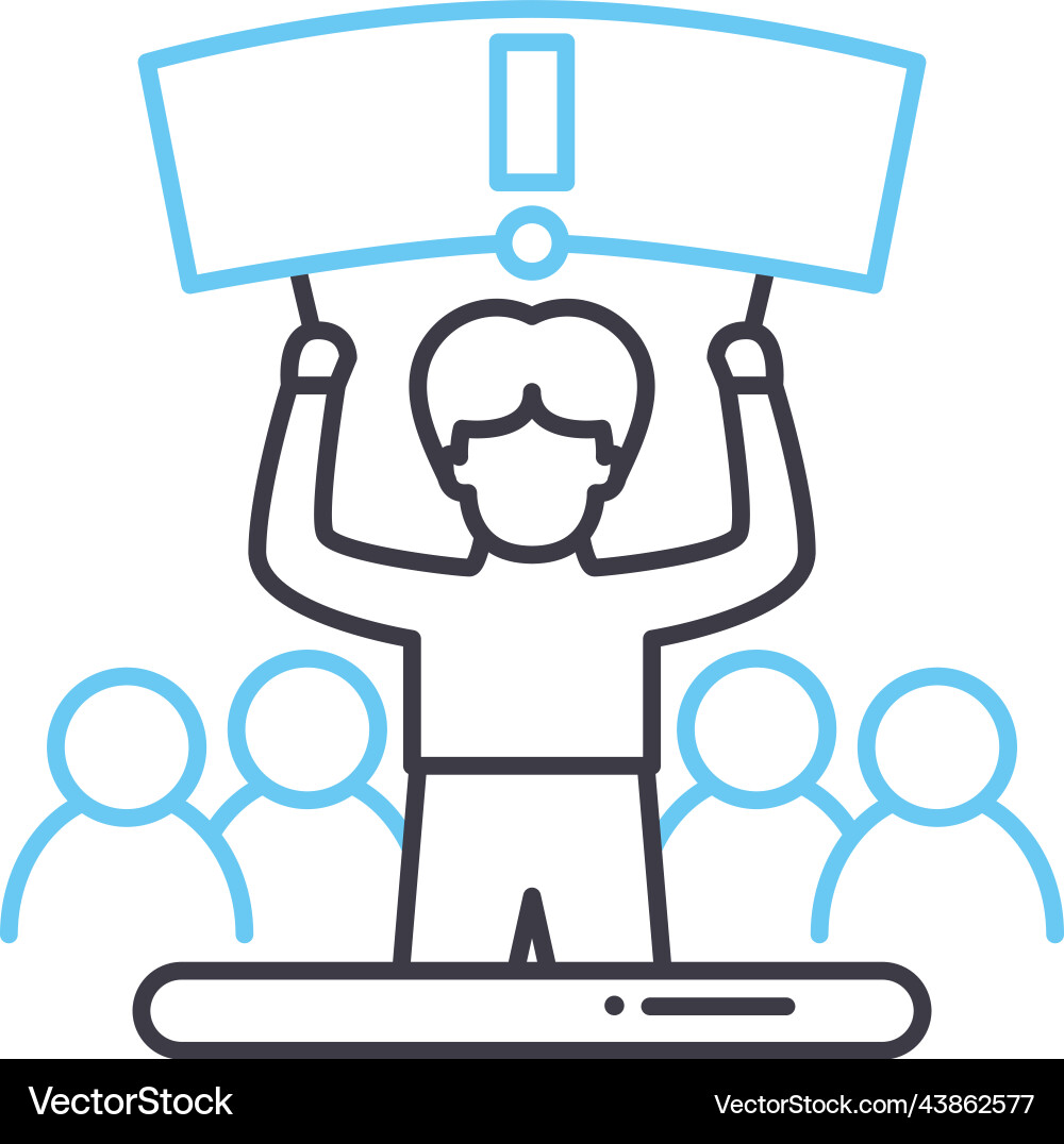 Protester line icon outline symbol Royalty Free Vector Image
