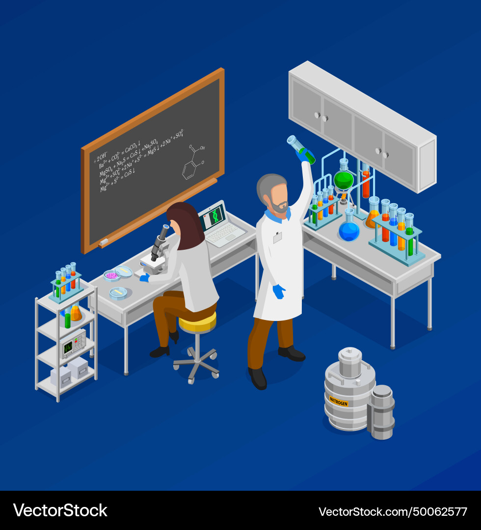 Scientist isometric concept composition Royalty Free Vector