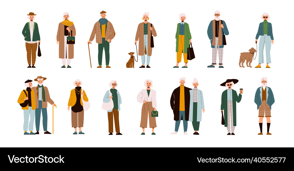Senior fashion set Royalty Free Vector Image - VectorStock