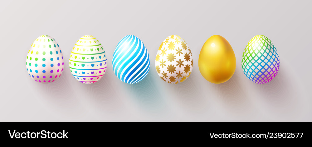 Set of color easter eggs with shadow traditional Vector Image