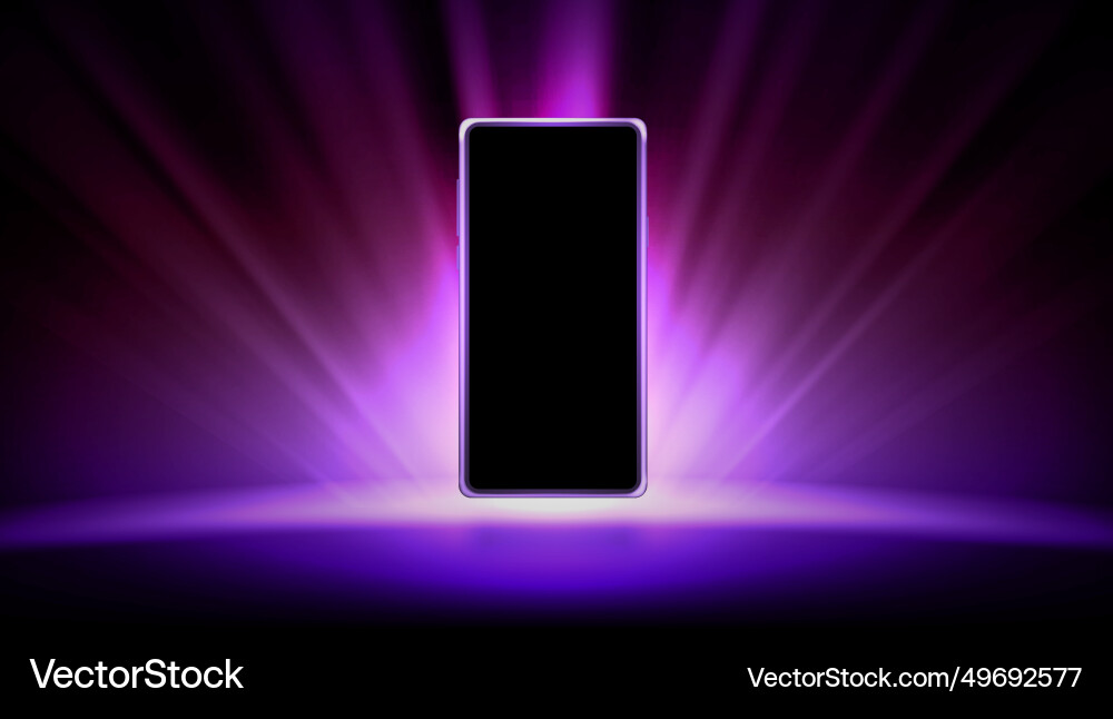 Smartphone with black screen in glow neon light Vector Image