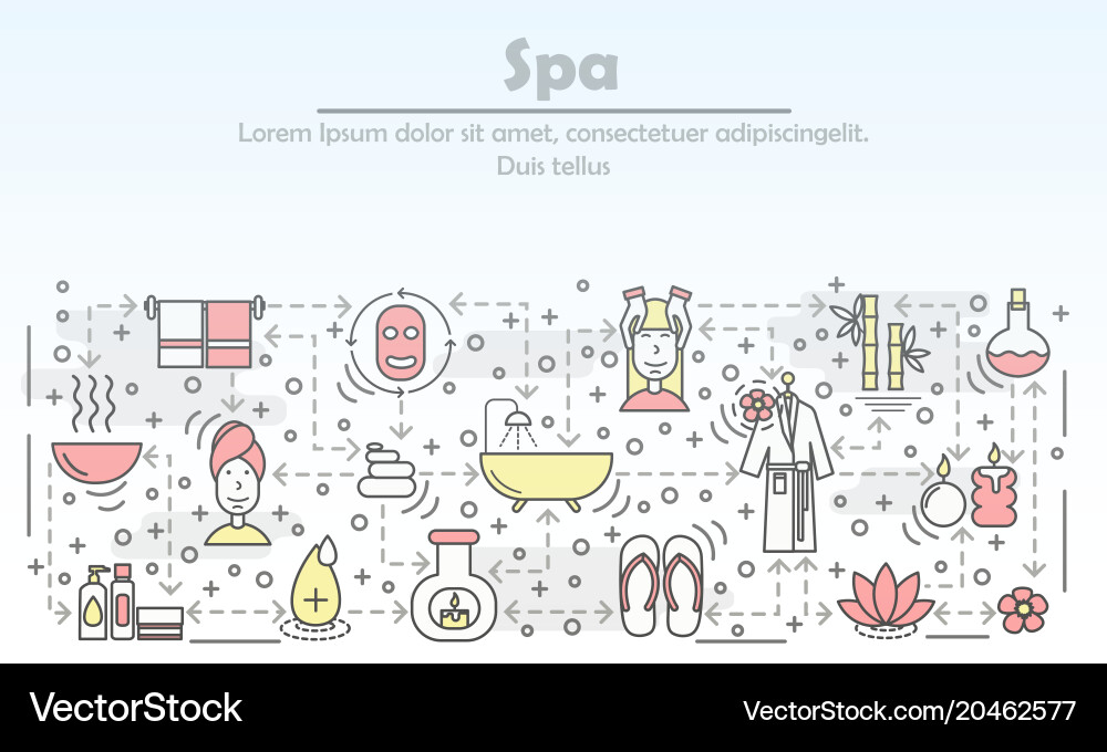 Spa salon advertising flat line art Royalty Free Vector