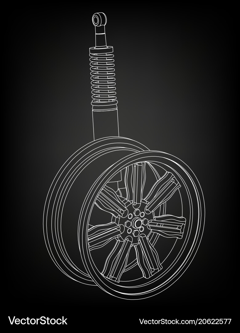 Wheel and shock absorber on a black Royalty Free Vector