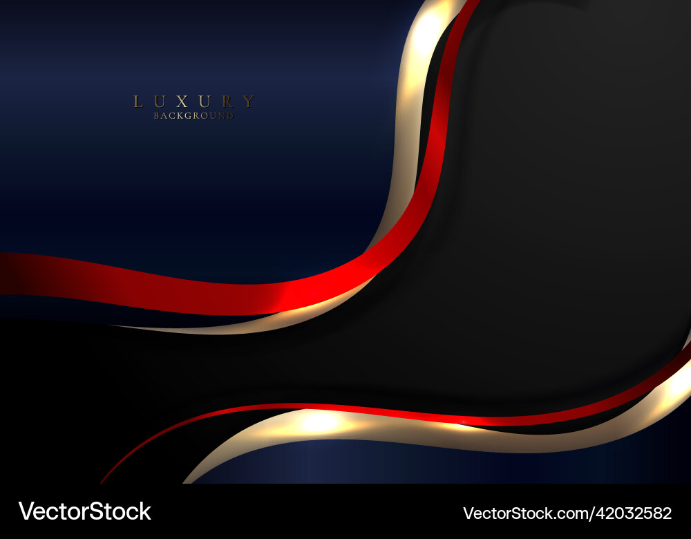 Abstract elegant gold red and blue curved wave Vector Image