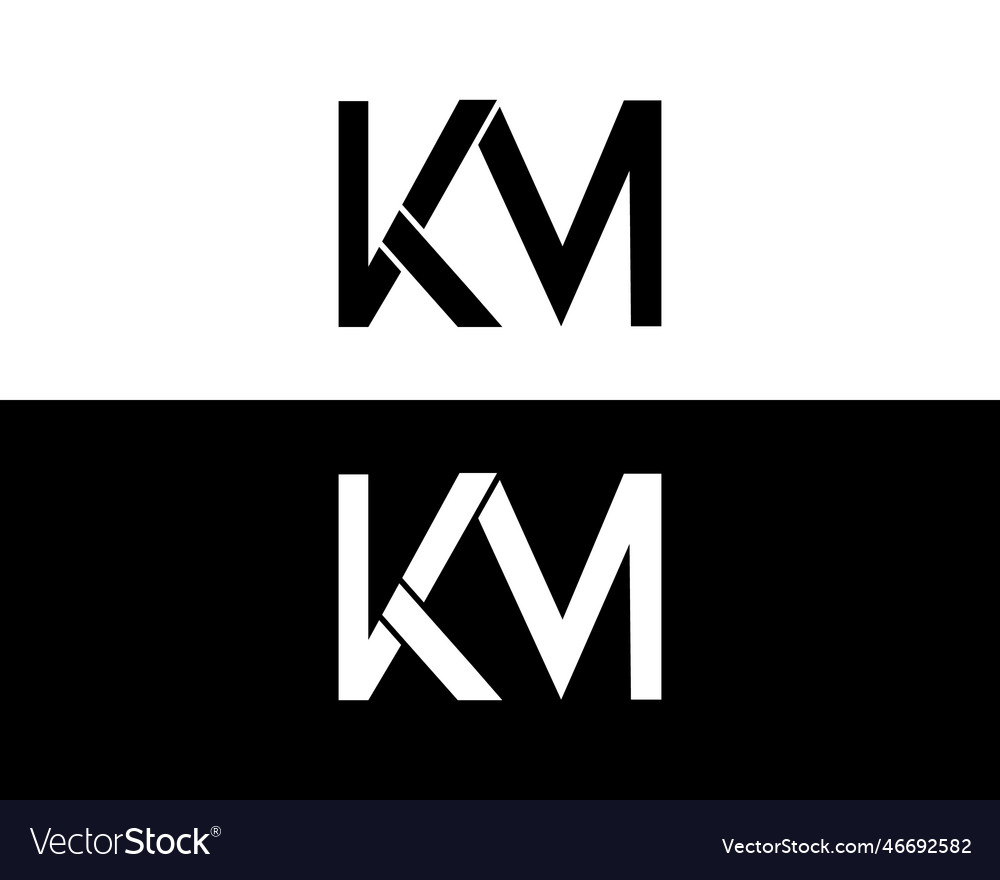 Abstract km letter logo and icon design Royalty Free Vector