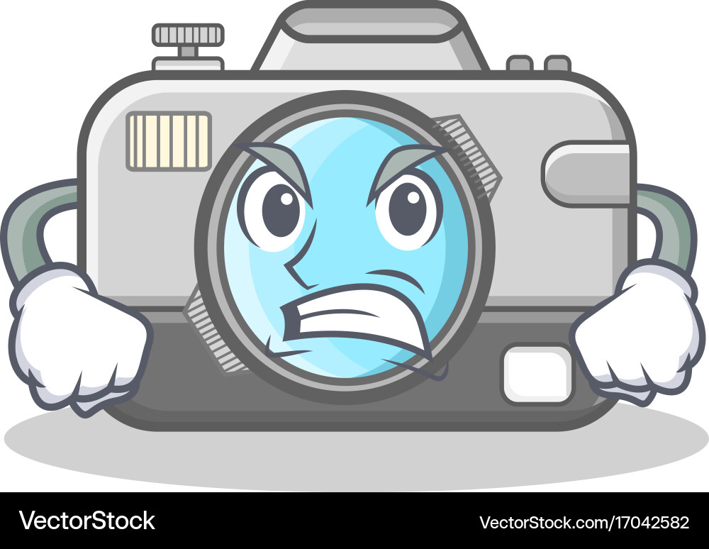 Angry photo camera character cartoon Royalty Free Vector