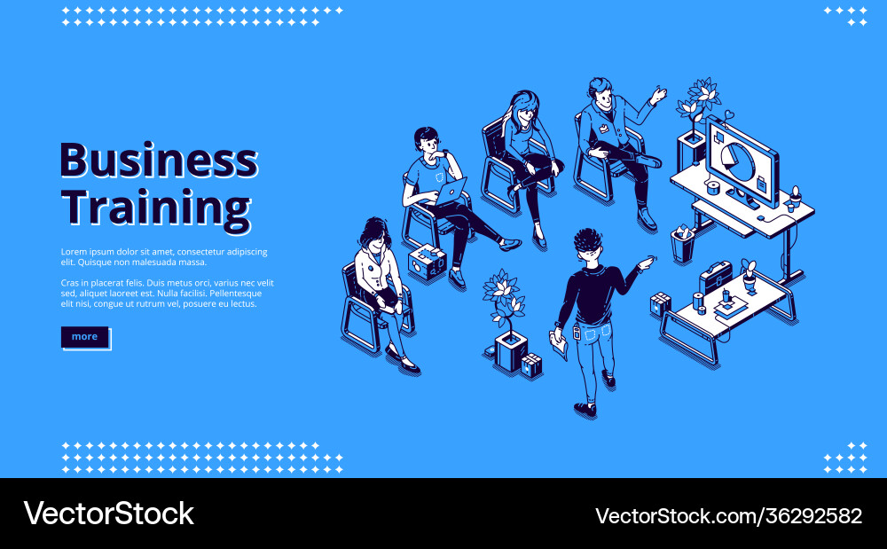 Business training isometric landing page education