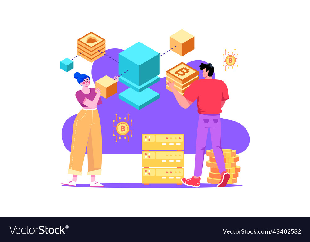 Connecting blocks in blockchain technology Vector Image