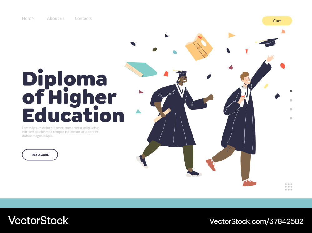 Diploma higher education concept landing Vector Image