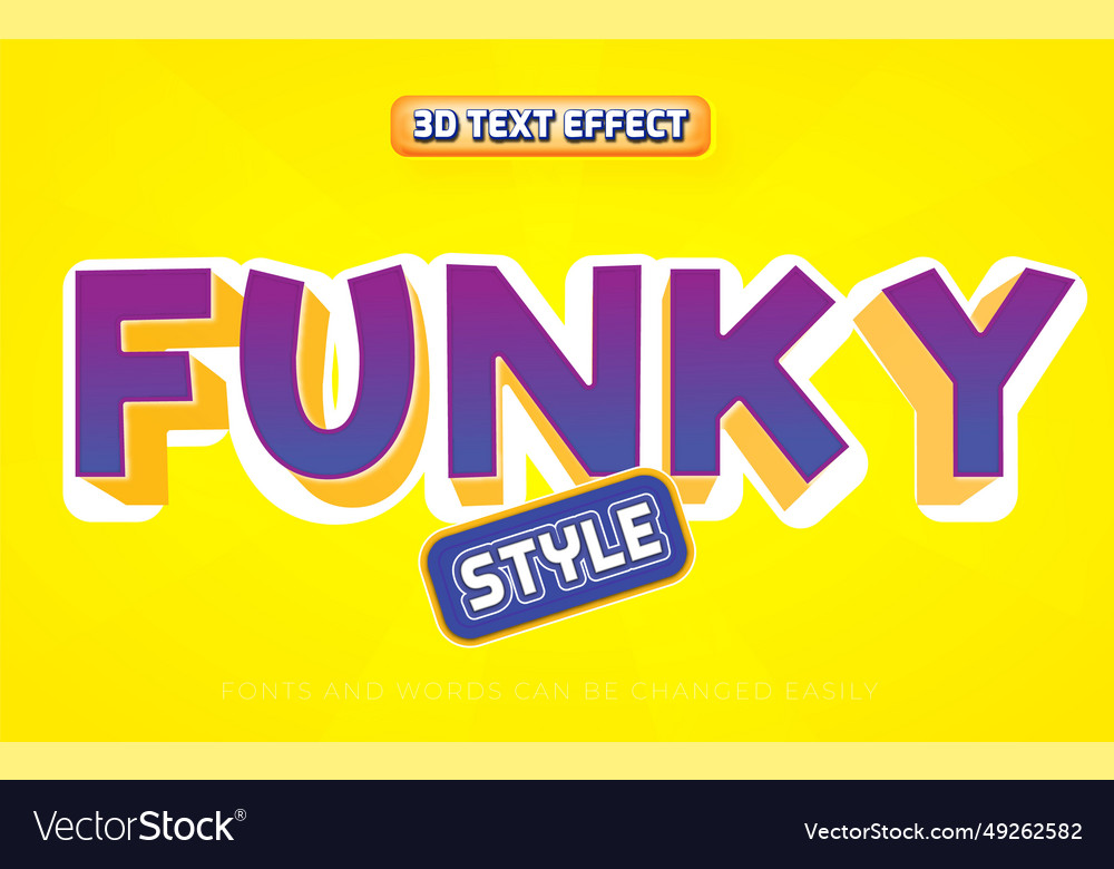 Funky cartoon style 3d editable text effect Vector Image