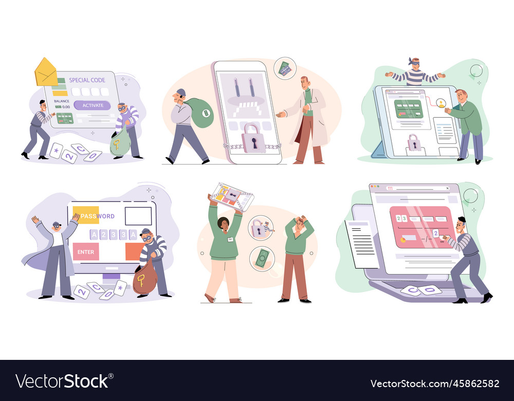 Hacker activity big set hacking computer Vector Image