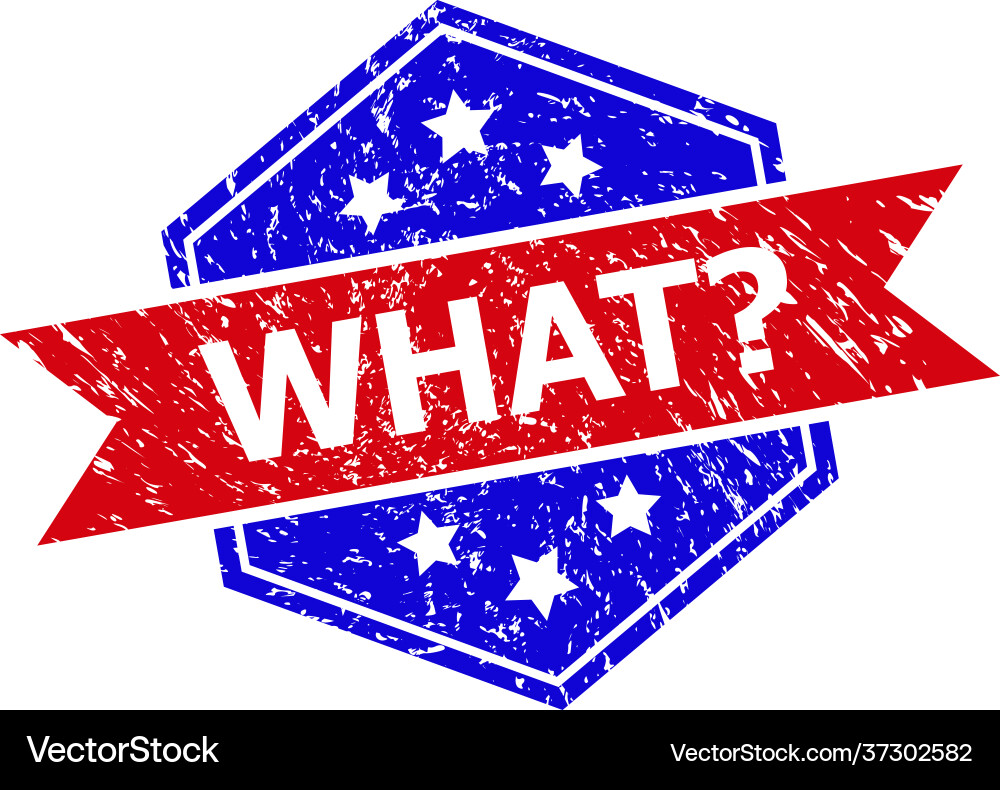 Hexagon bicolor what question stamp seal Vector Image