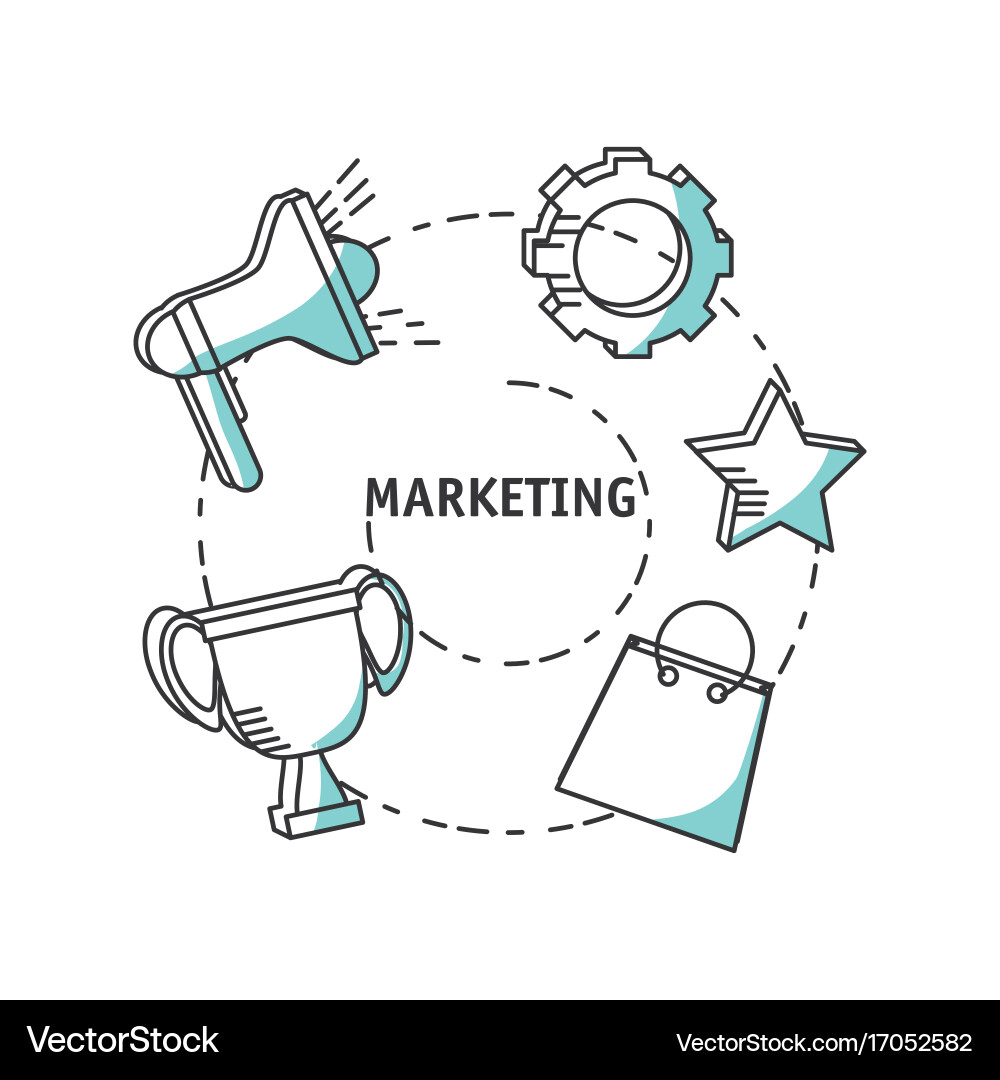 Line icons marketing concept Royalty Free Vector Image