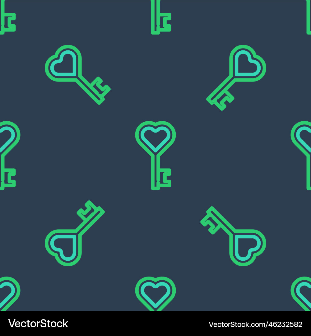 Line key in heart shape icon isolated seamless Vector Image