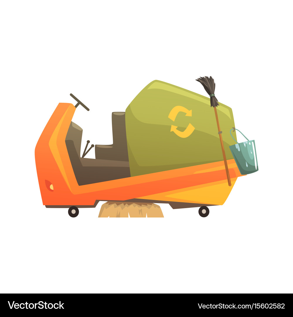 Modern street sweeper truck waste processing and Vector Image