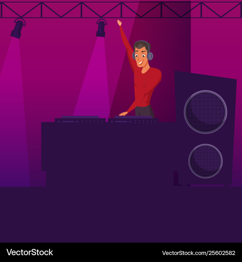 Nightclub party disco flat color Royalty Free Vector Image