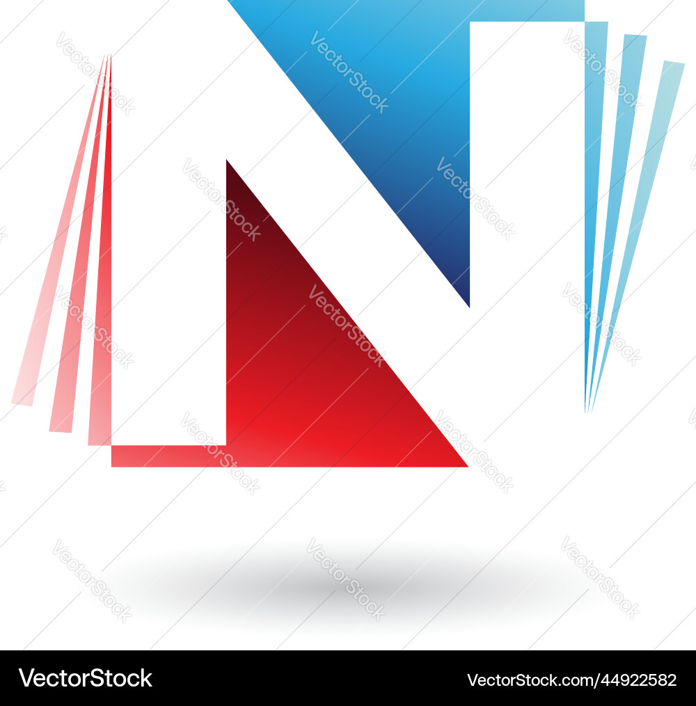 Red and blue letter n with vertical stripes Vector Image