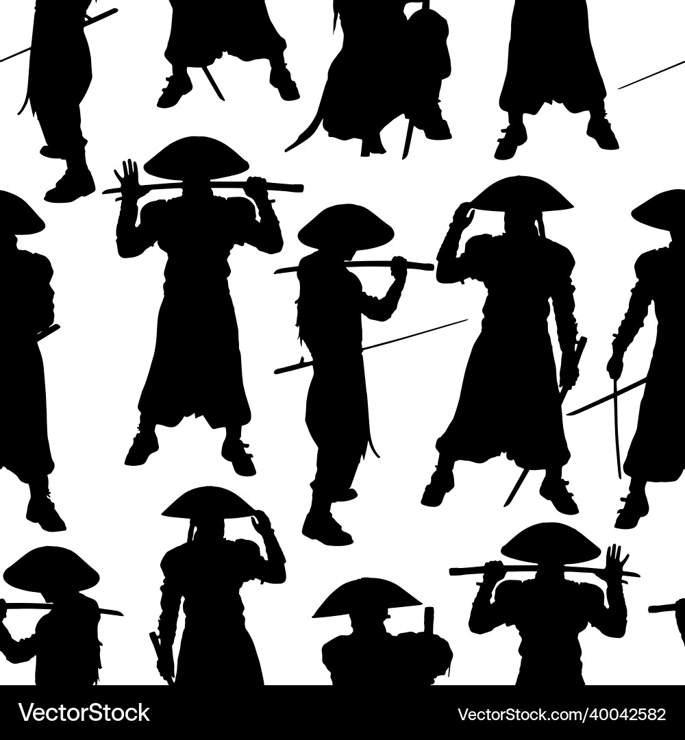 Seamless pattern black silhouette of a pirate Vector Image