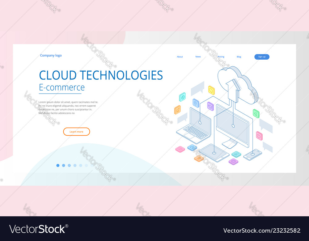 Web page design templates cloud computing concept Vector Image