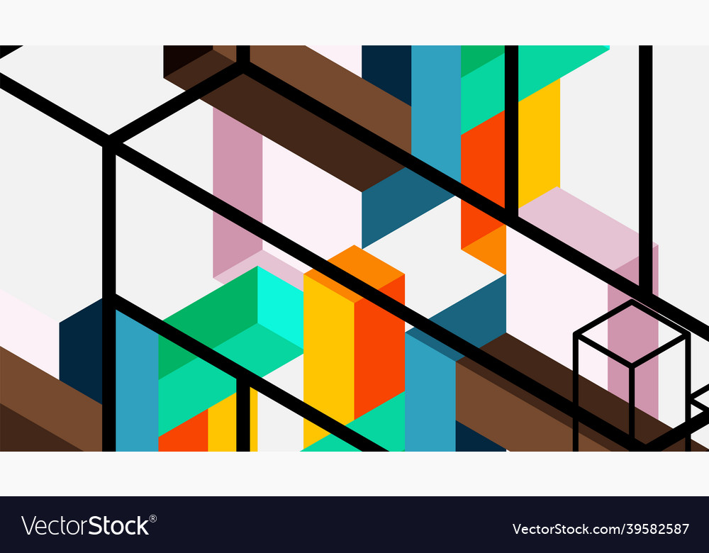 Abstract background 3d cubes cubic elements Vector Image
