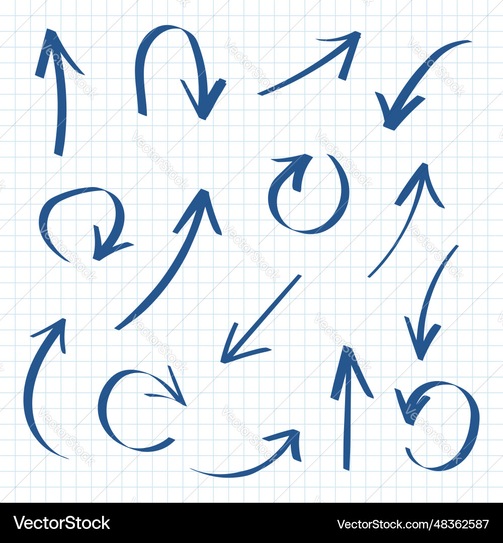 Arrow icon in hand drawn style handmade doodle Vector Image