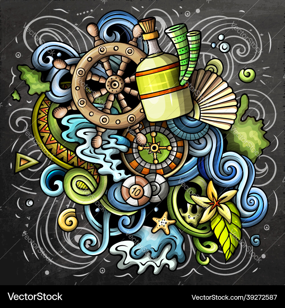 Bahamas cartoon doodle chalkboard Royalty Free Vector Image