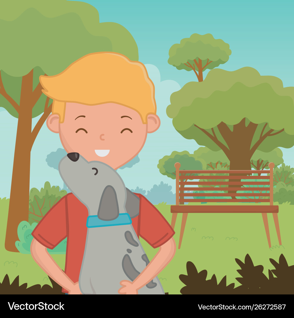 Boy with dog cartoon design Royalty Free Vector Image