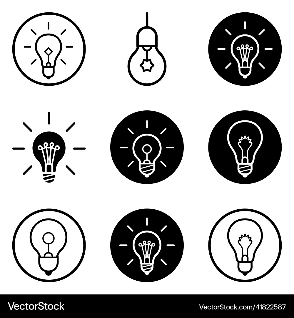 Bulbs3 flat icon set isolated on white background Vector Image