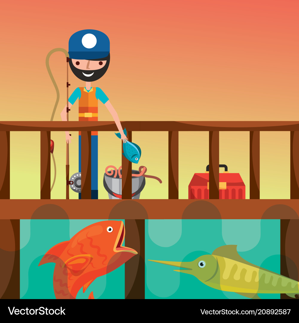 Fishing people cartoon Royalty Free Vector Image