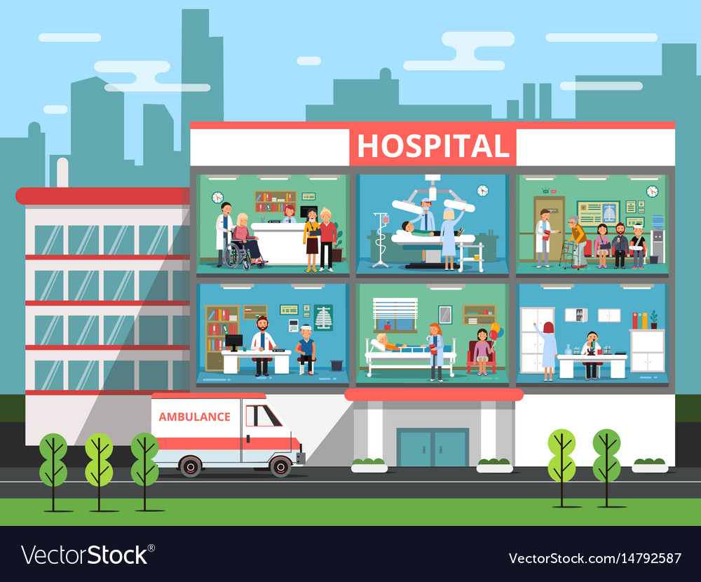 Hospital rooms with medical personnels doctors Vector Image