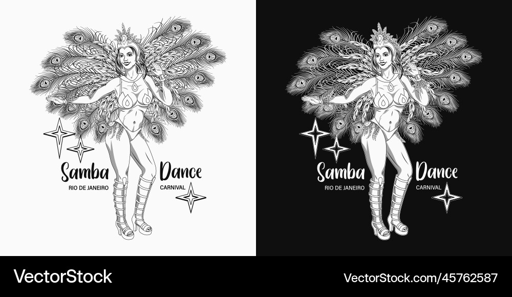 Label with brazilian samba female dancer Vector Image