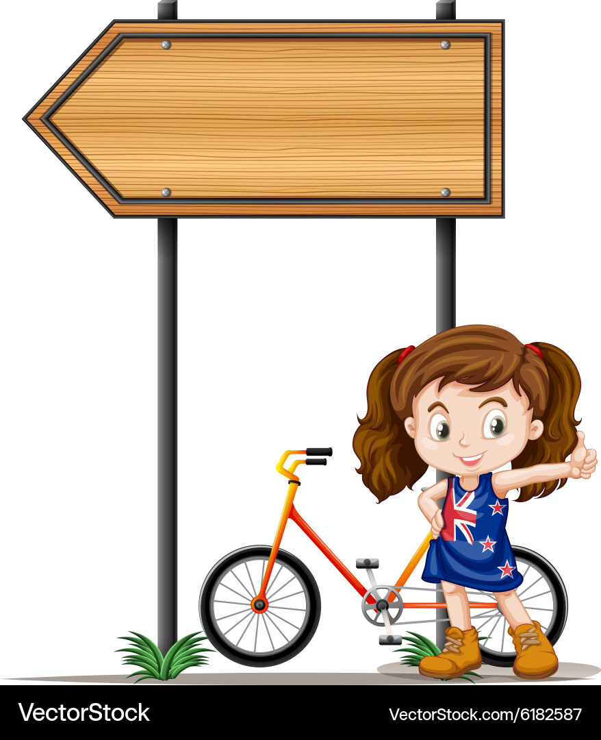 Little girl under sign Royalty Free Vector Image