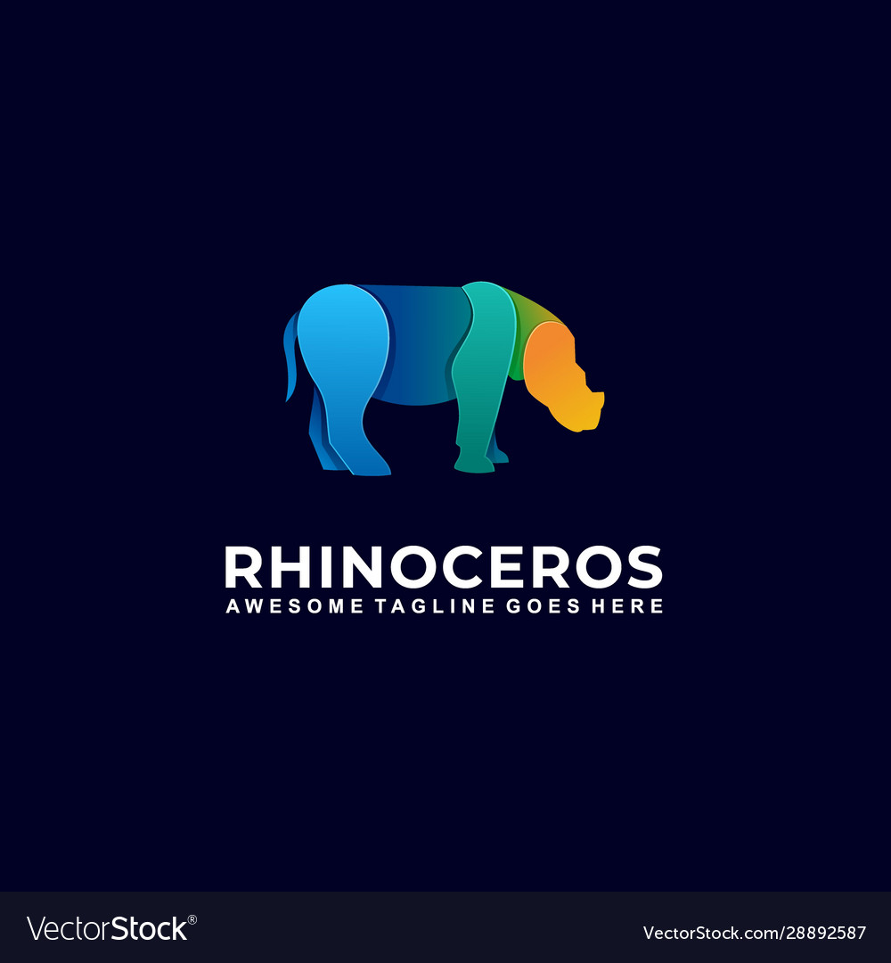 Logo rhinoceros gradient colorful Royalty Free Vector Image