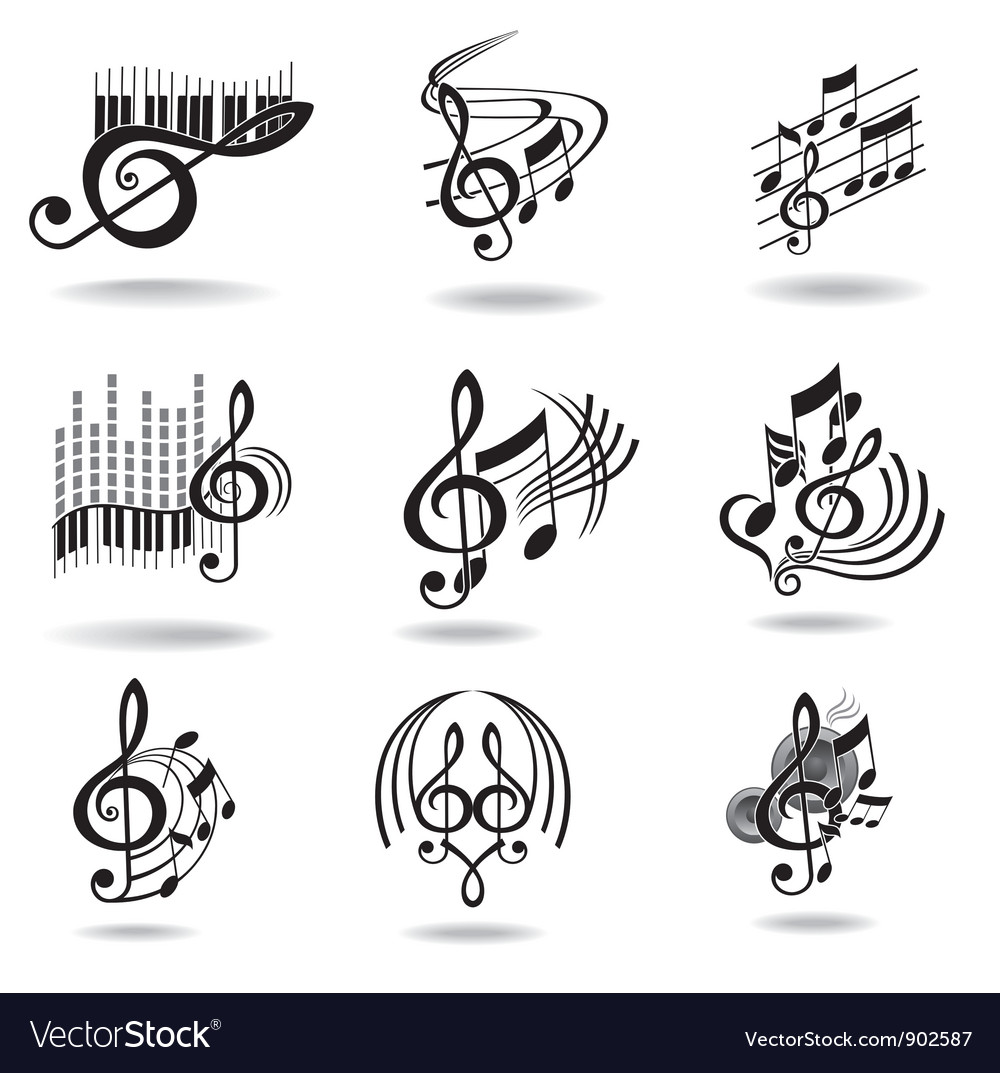 Music notes set design elements or icons Vector Image