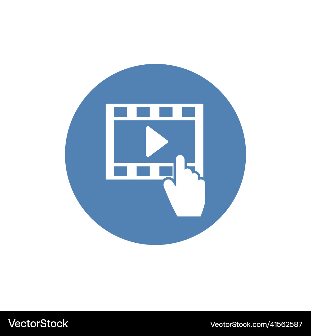Online video icon - hand touch on video player Vector Image
