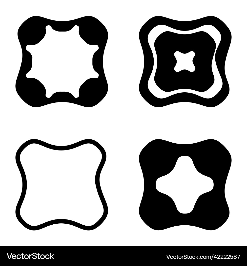 Square3 flat icon set isolated on white background