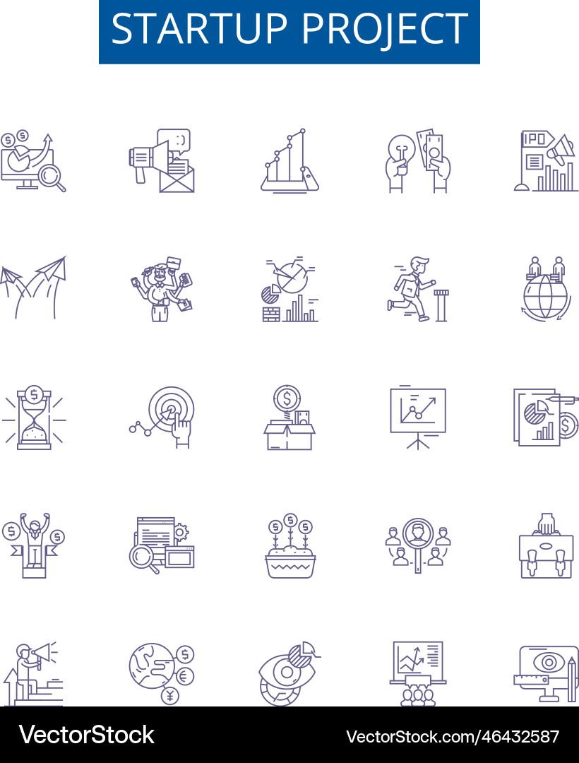 Startup project line icons signs set design Vector Image
