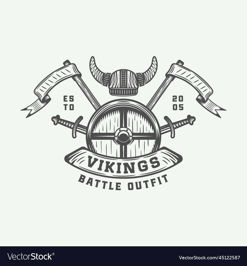 Vintage vikings motivational logo label emblem Vector Image