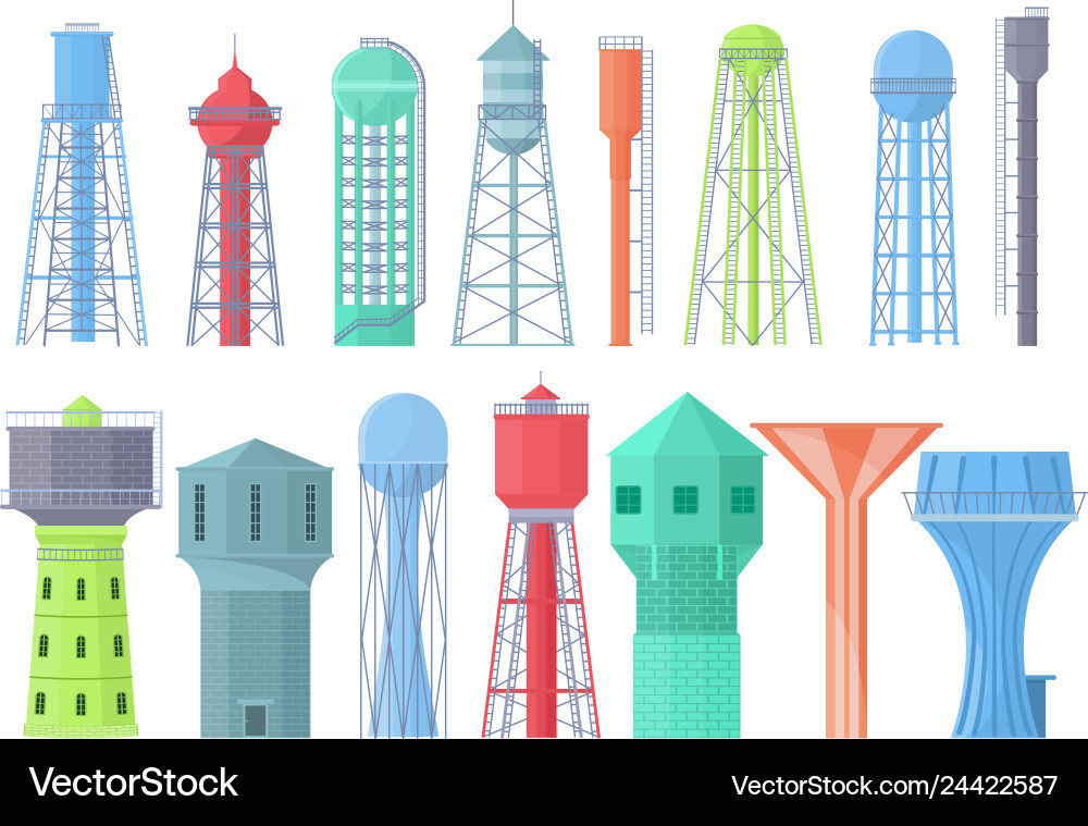 Water tower tank storage watery resource Vector Image