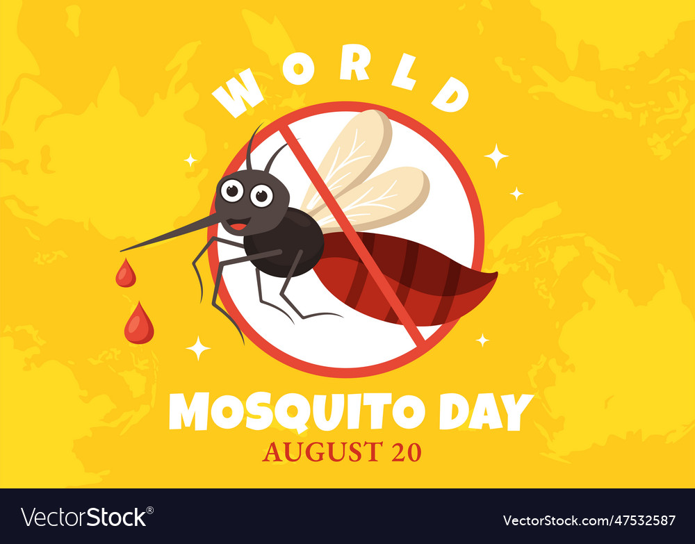 World mosquito day on 20 august with midge can Vector Image