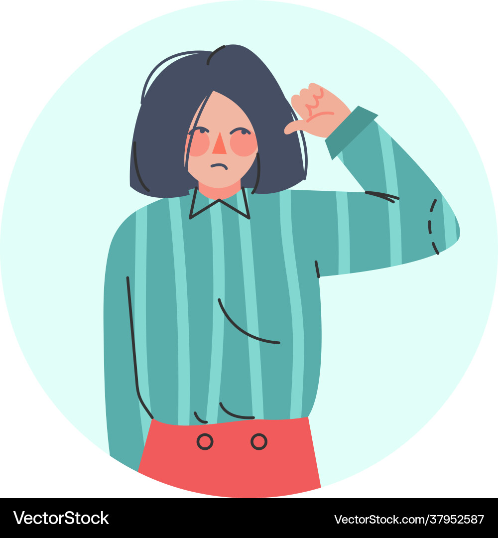 Young woman making negative hand gesture showing Vector Image