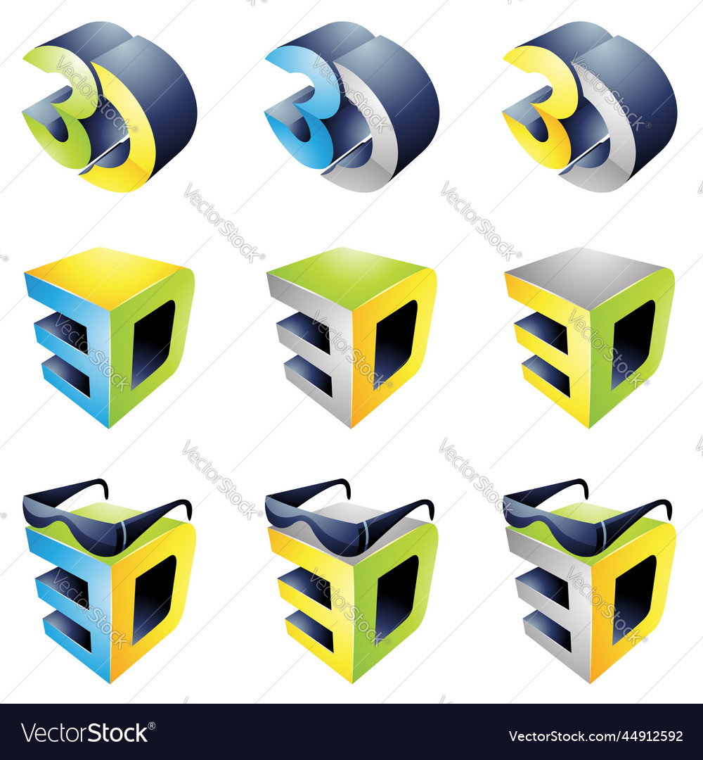 3d viewing experience icons Royalty Free Vector Image
