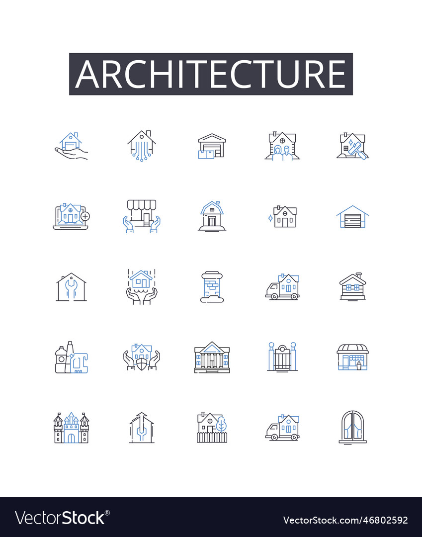 Architecture line icons collection engineering Vector Image