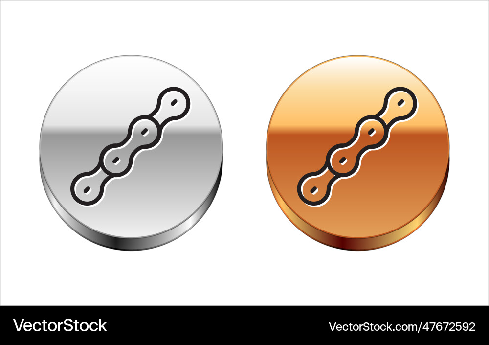 Black line bicycle chain icon isolated on white Vector Image