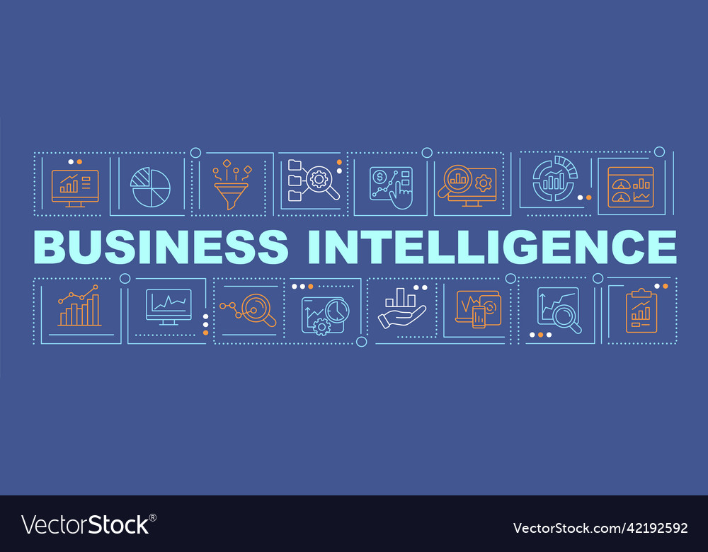 Business intelligence implementation word Vector Image